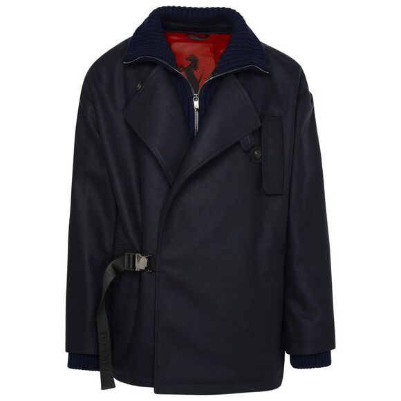 Ferrari | Jackets & Coats | Ferrari Blue Wool Cropped Coat | Poshmark